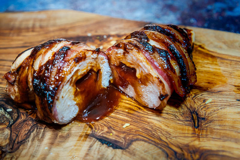 Hunters chicken (bbq sauce, wrapped in bacon) - Black & White Pig Company